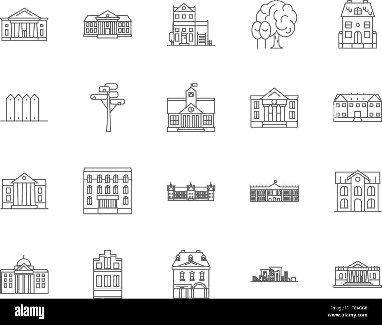 Embassies line icons, signs, vector set, outline illustration concept ...