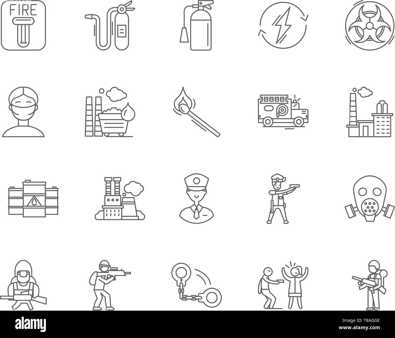 Emergency line icons, signs, vector set, outline illustration concept ...