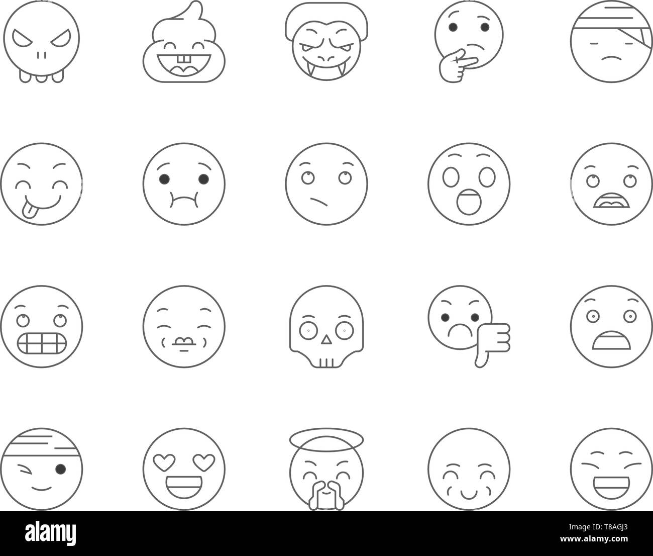 Emoji emotions line icons, signs, vector set, outline illustration ...
