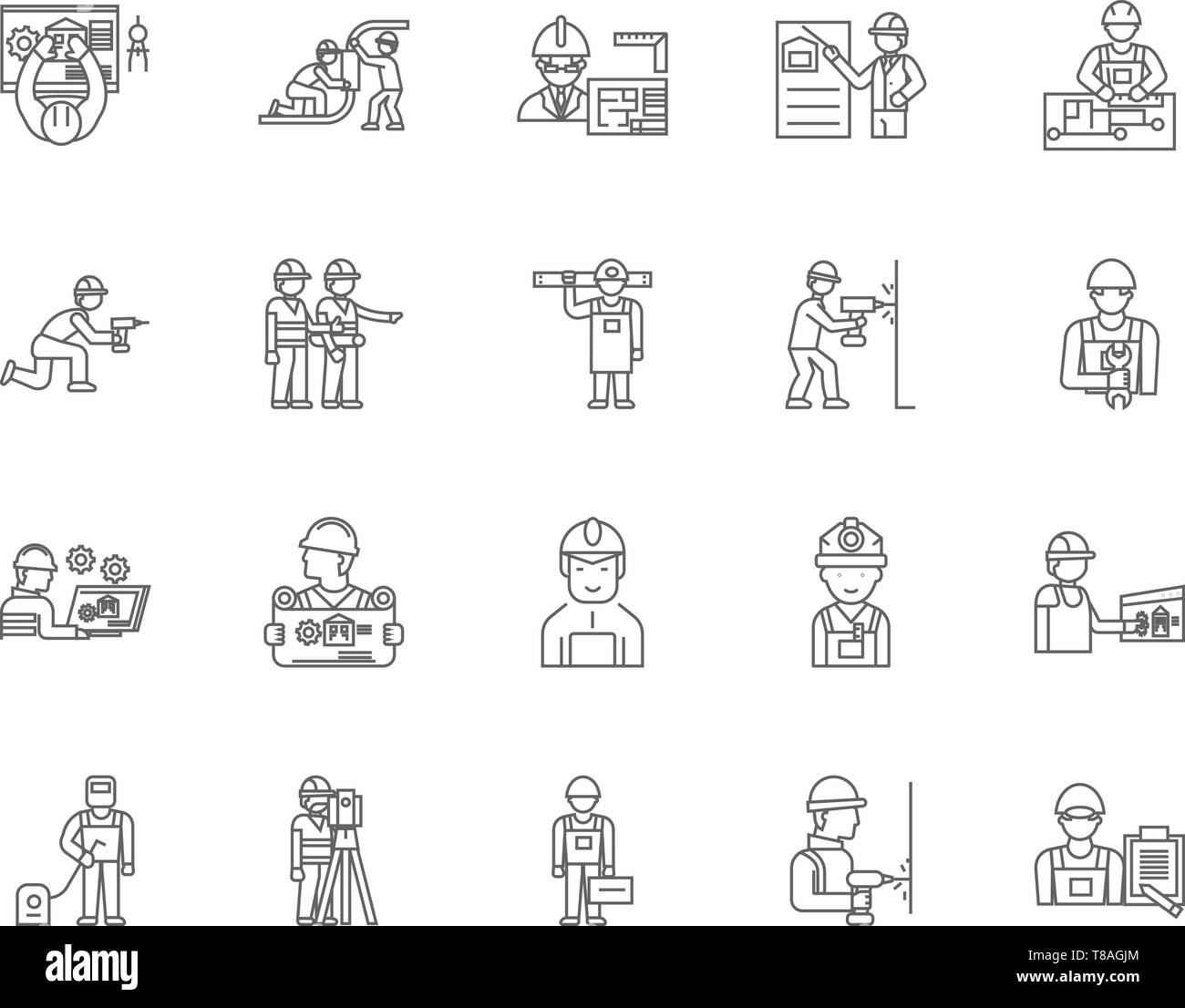 Employee line icons, signs, vector set, outline illustration concept ...