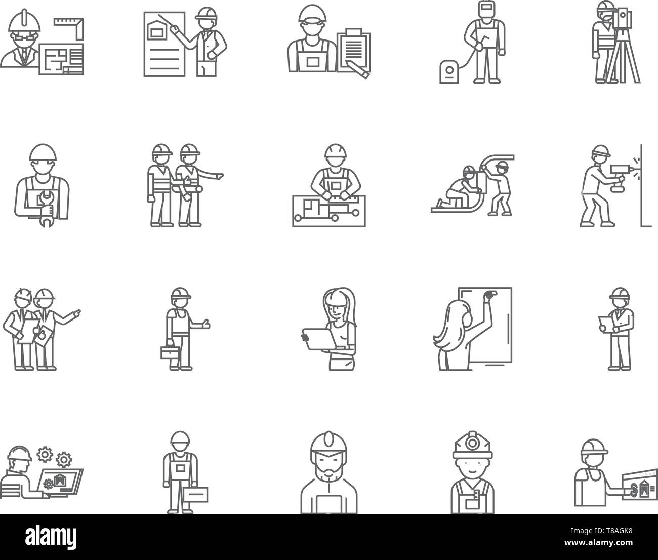 Employees line icons, signs, vector set, outline illustration concept ...