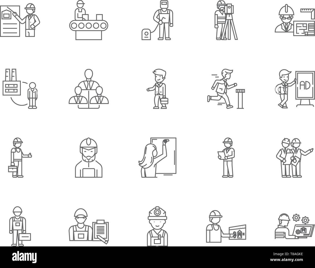 Employment line icons, signs, vector set, outline illustration concept ...
