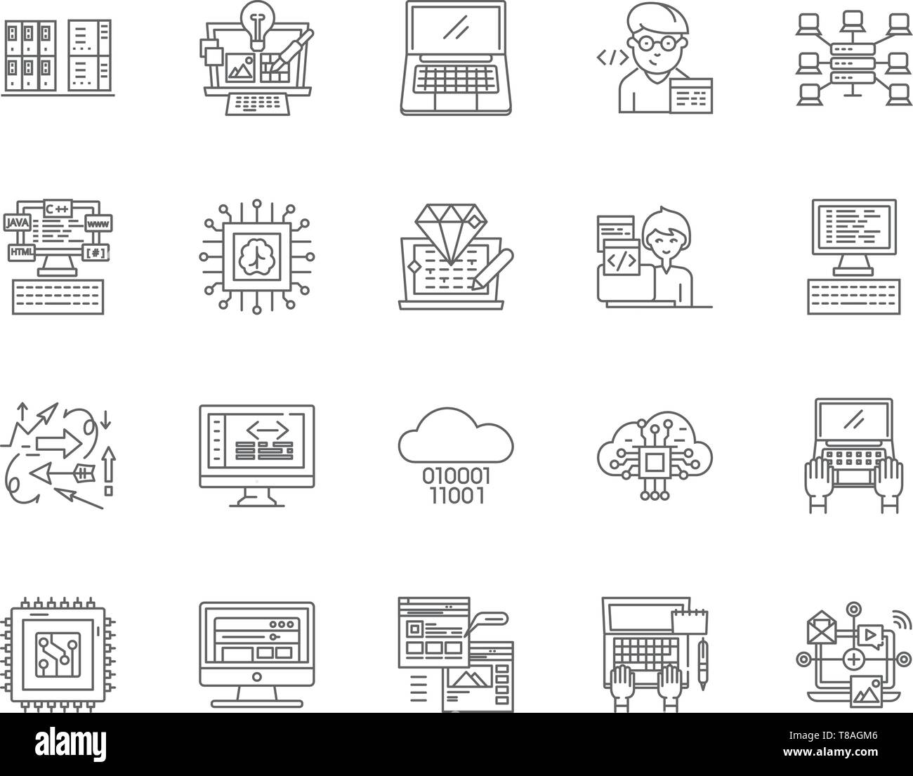 Encryptions line icons, signs, vector set, outline illustration concept ...