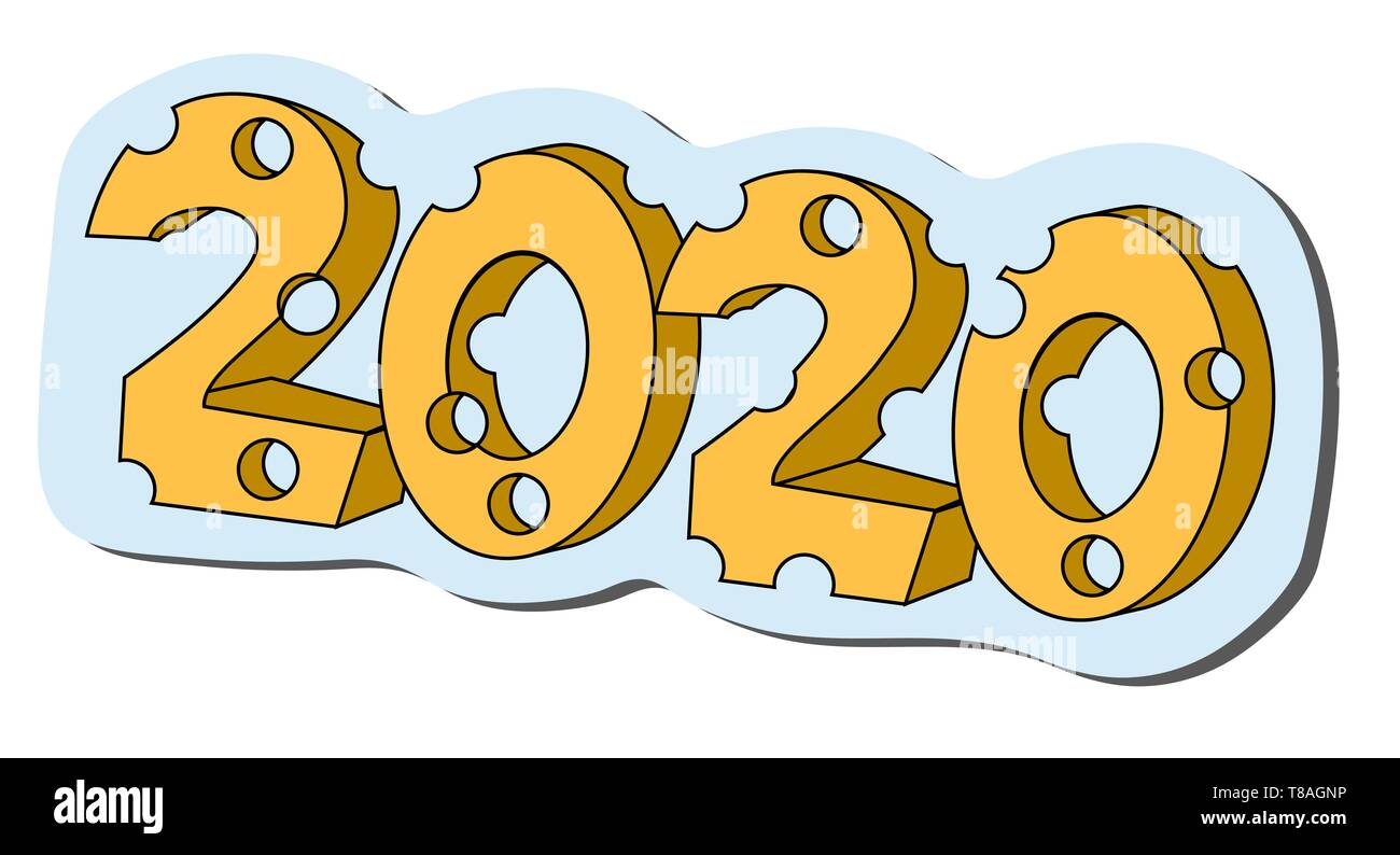 2020 in cheese shape year of the rat . Isolated vector illustration ...