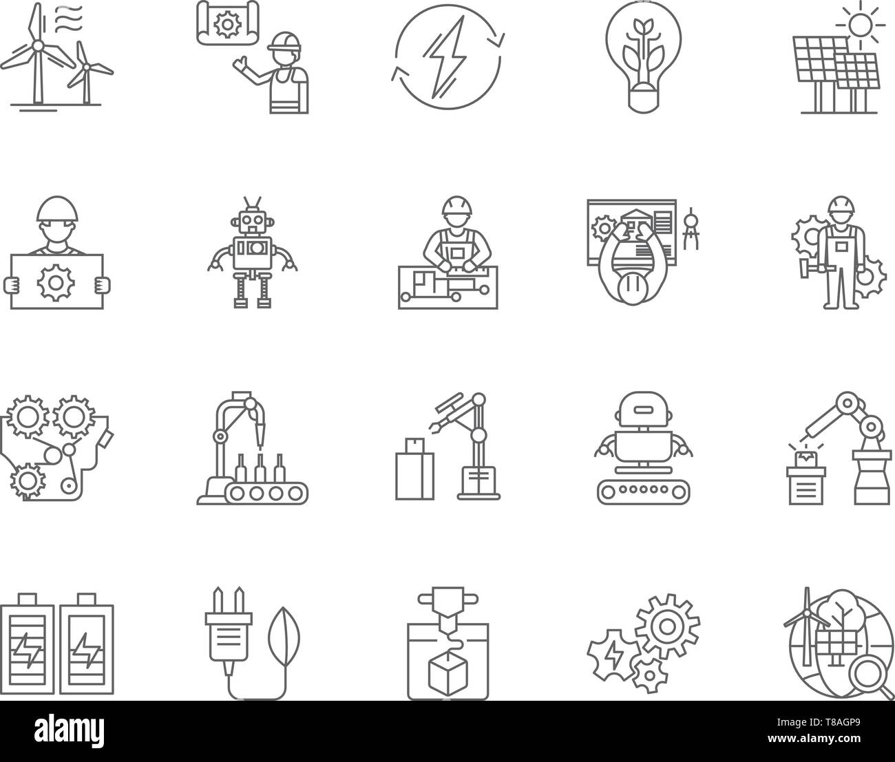 Energy saving solutions line icons, signs, vector set, outline ...