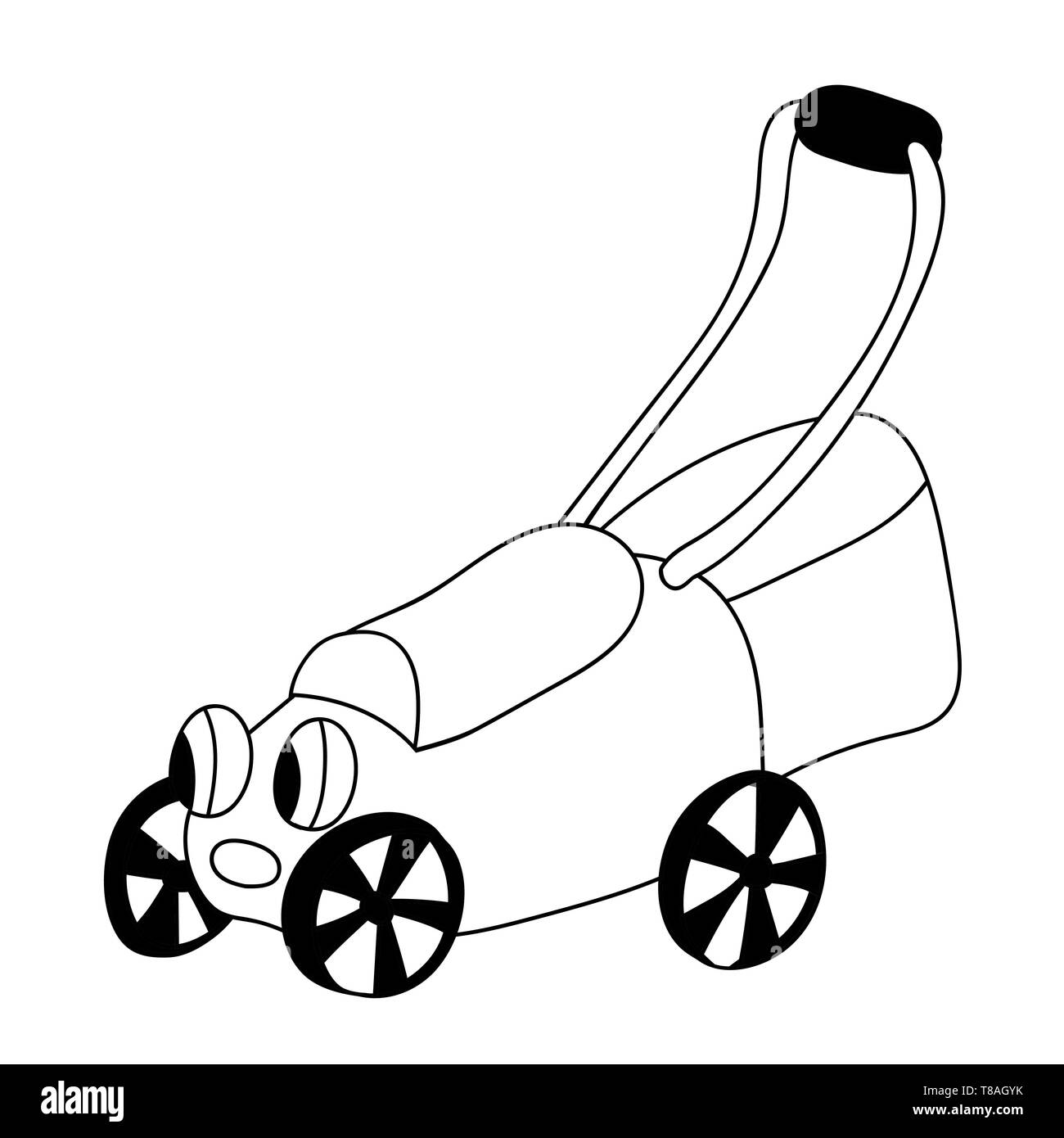 Cute grass-cutter outline. Isolated stock vector illustration Stock ...