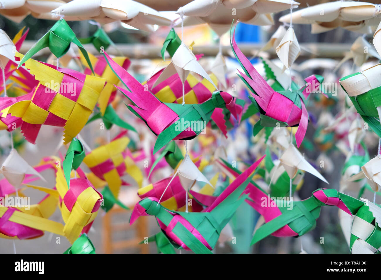 Hanging mobile colorful Plaided bamboo fish, toy baby Thai traditional ...