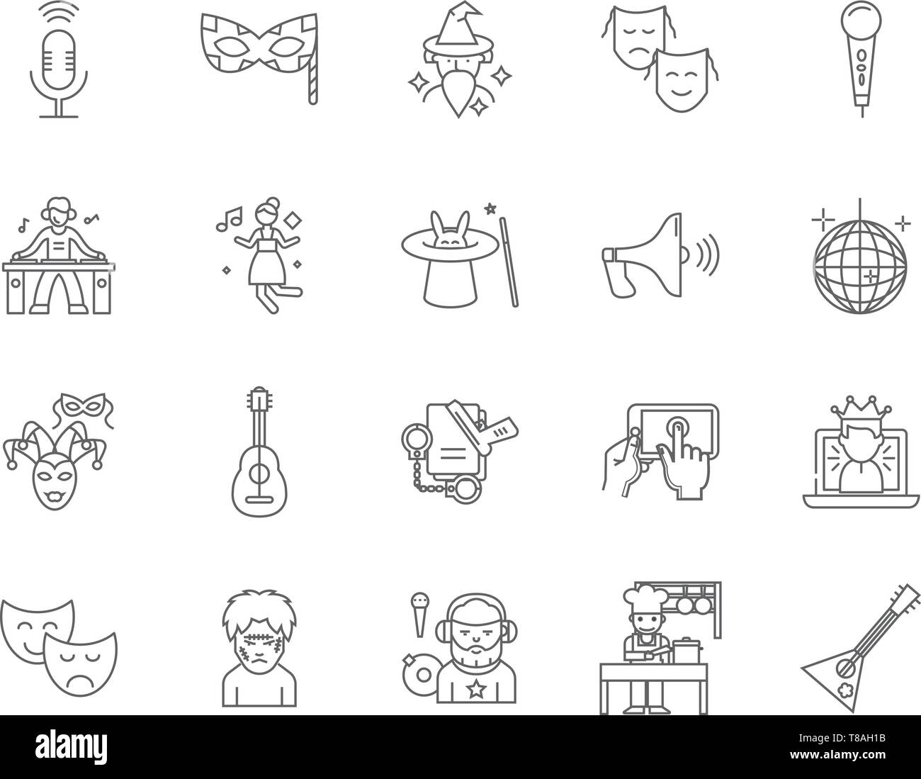 Entertaiment agencies line icons, signs, vector set, outline ...