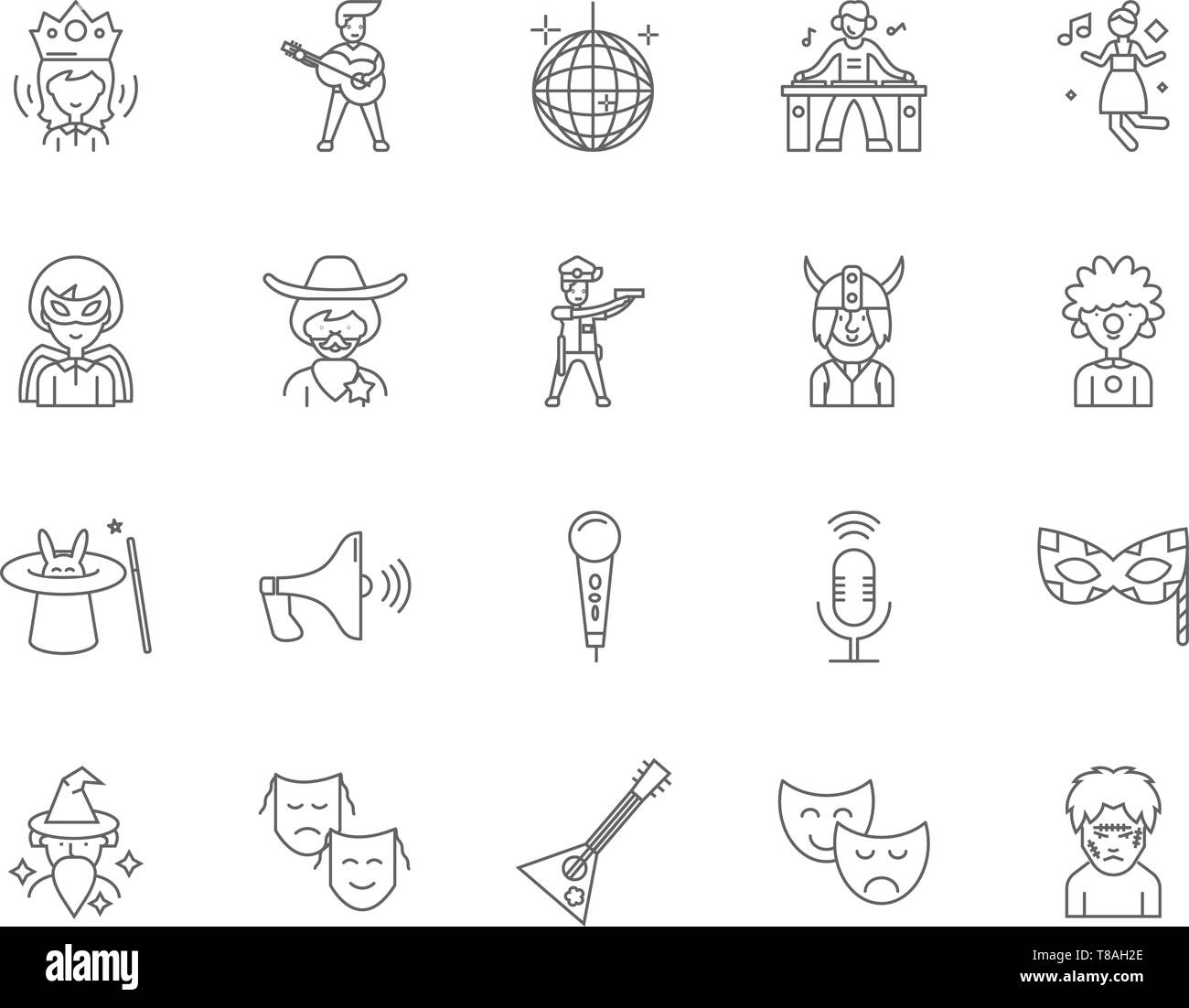 Entertainer line icons, signs, vector set, outline illustration concept ...