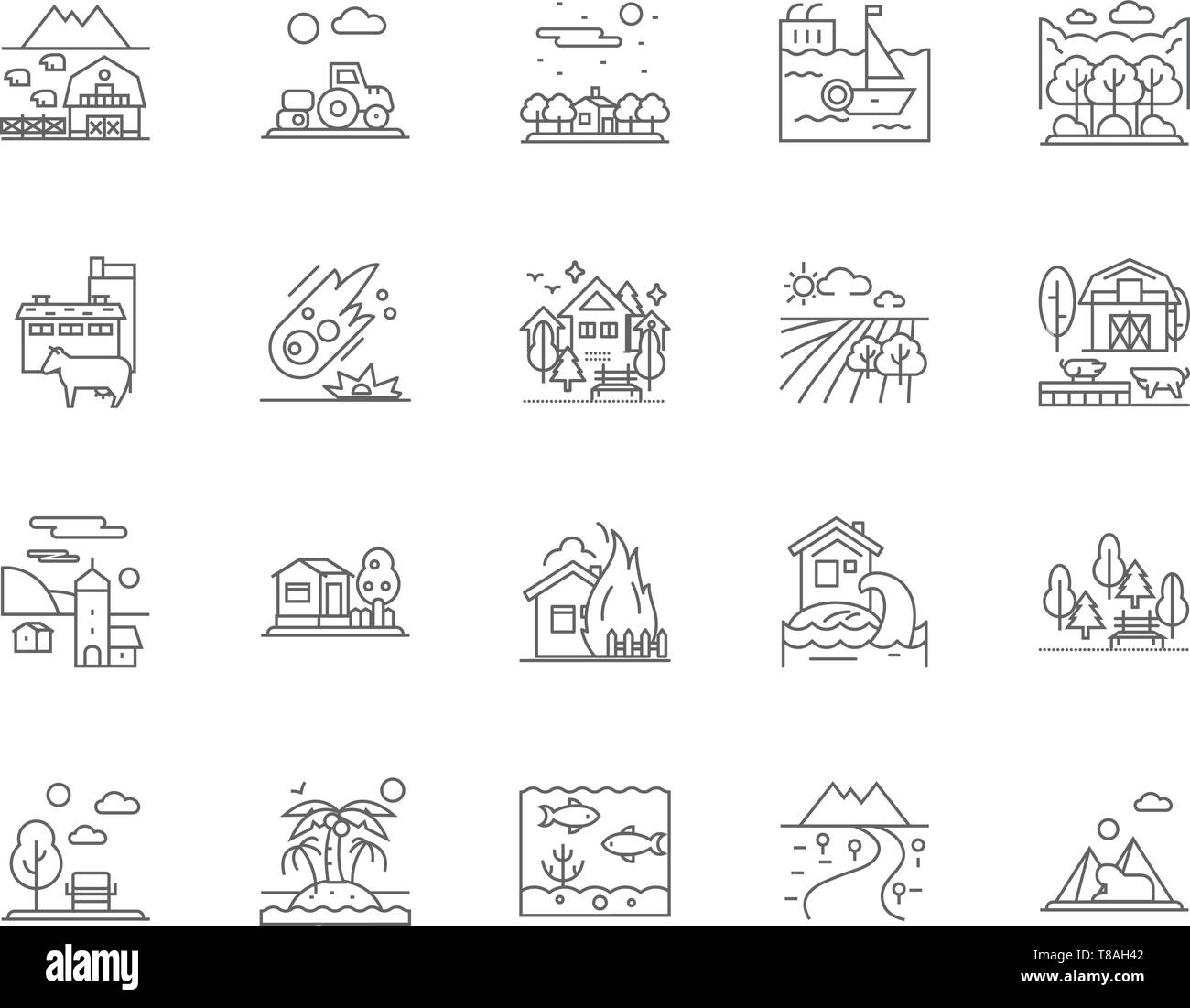 Environment line icons, signs, vector set, outline illustration concept ...