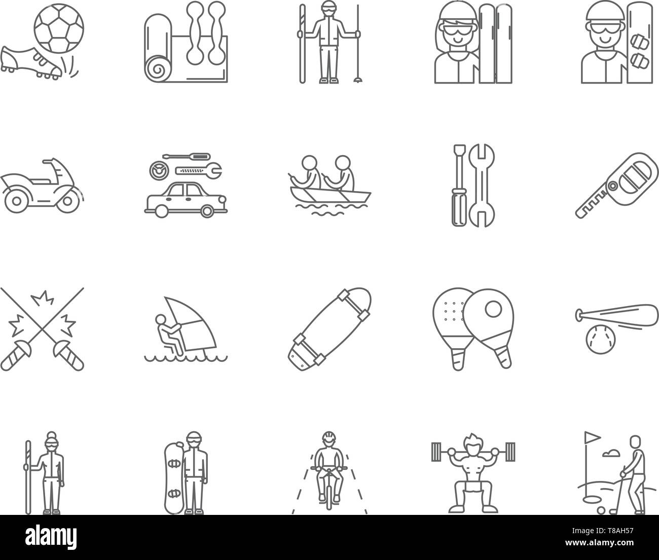 Equipment rental services line icons, signs, vector set, outline ...