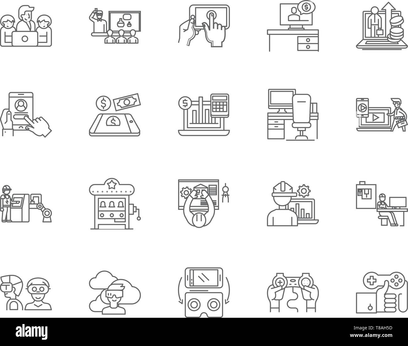 Equity investment line icons, signs, vector set, outline illustration ...