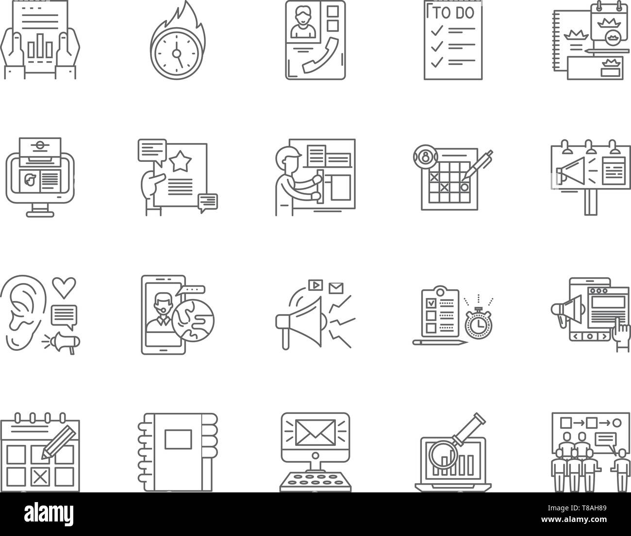 Event organizing line icons, signs, vector set, outline illustration ...