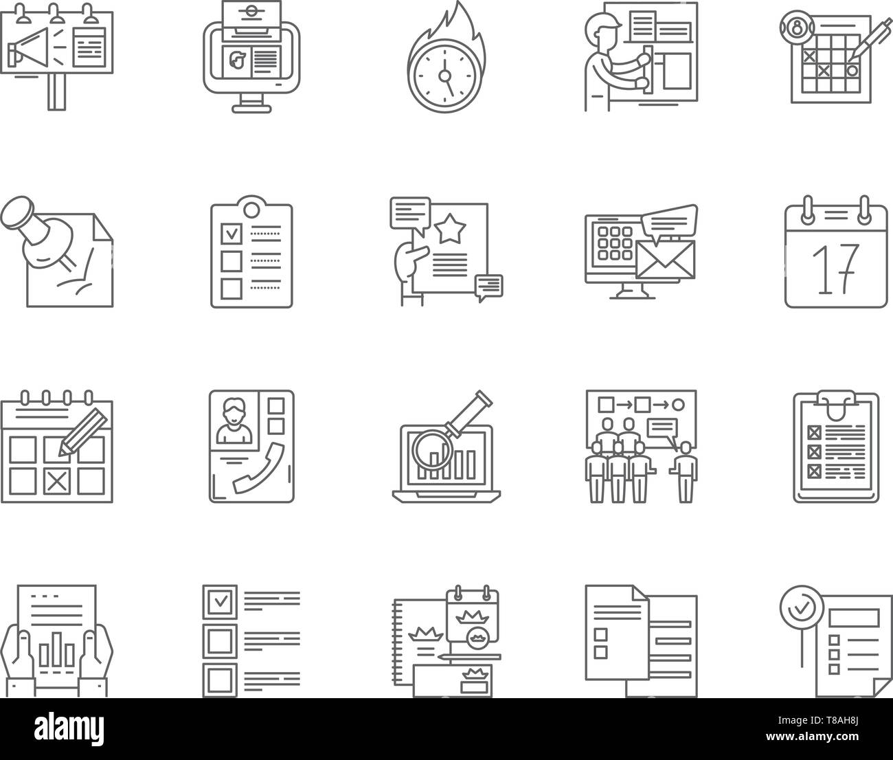 Event planning services line icons, signs, vector set, outline ... Event planning services line icons, signs, vector set, outline ...