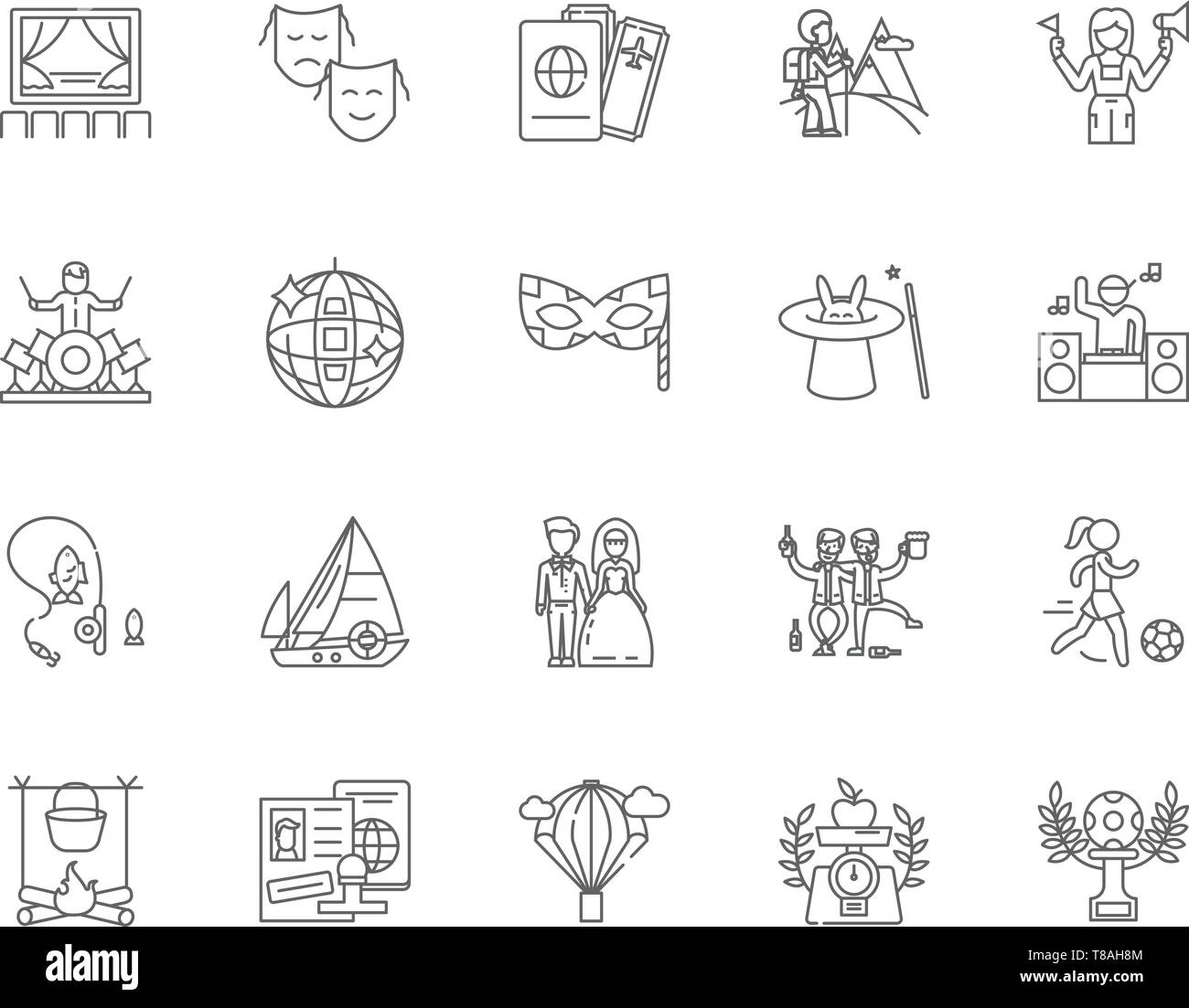 Events line icons, signs, vector set, outline illustration concept ...