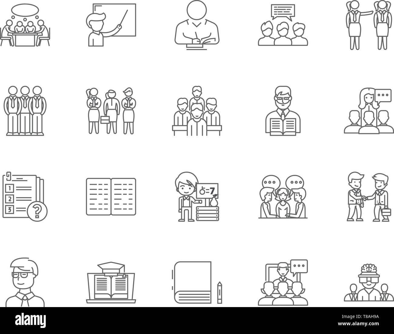 Examination boards line icons, signs, vector set, outline illustration ...