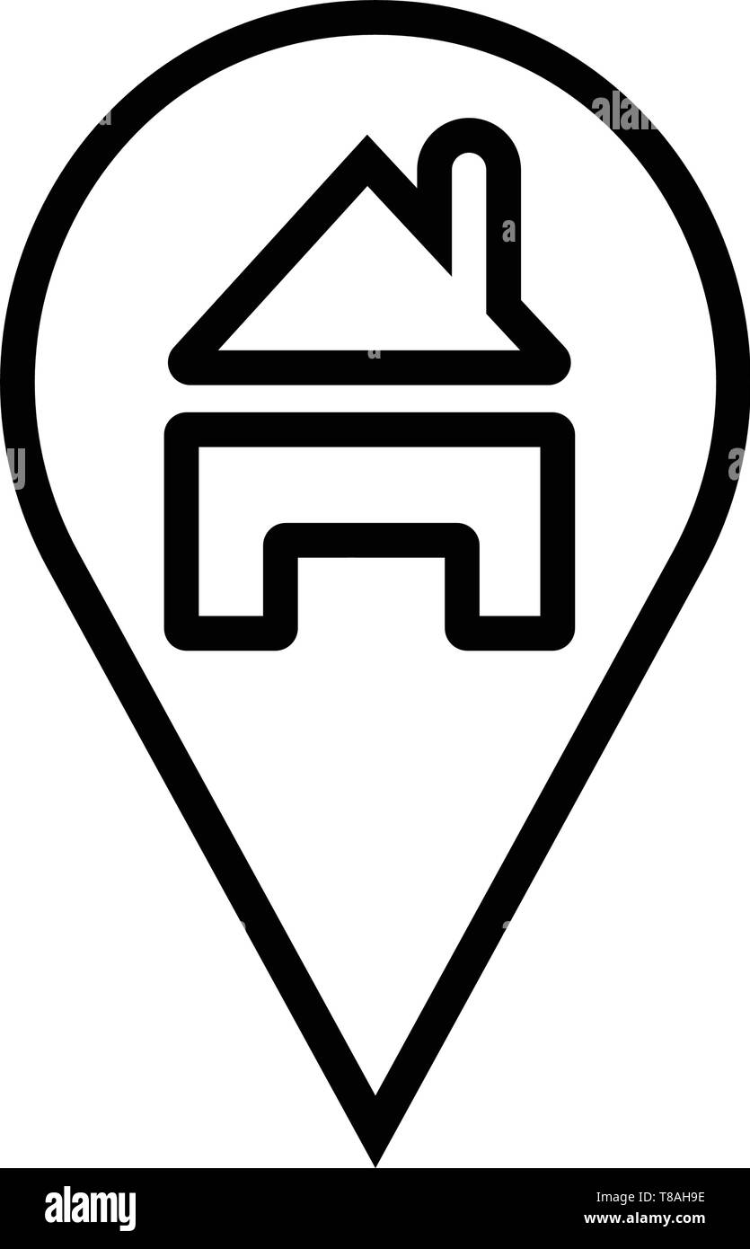 Location with house sign. Flat vector location and house sign Stock ...