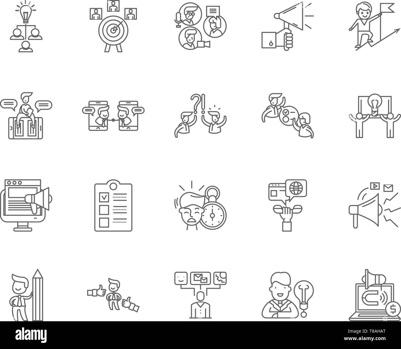 Exclamation mark line icons, signs, vector set, outline illustration ...