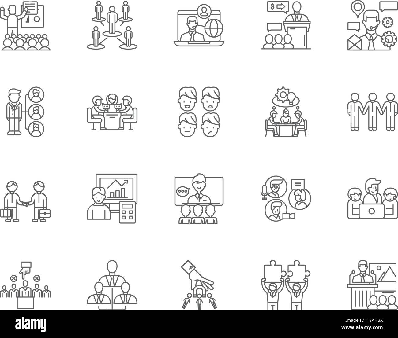 Executive management line icons, signs, vector set, outline ...