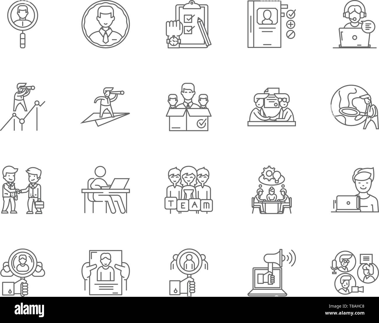 Executive recruiter line icons, signs, vector set, outline illustration ...