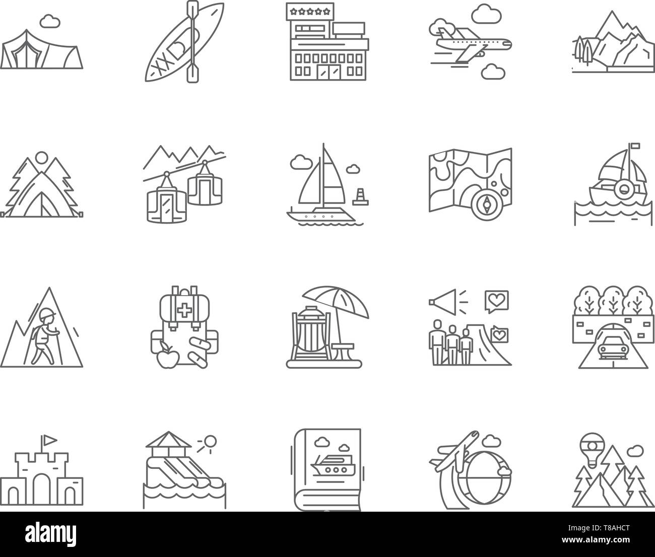 Executive travel line icons, signs, vector set, outline illustration ...