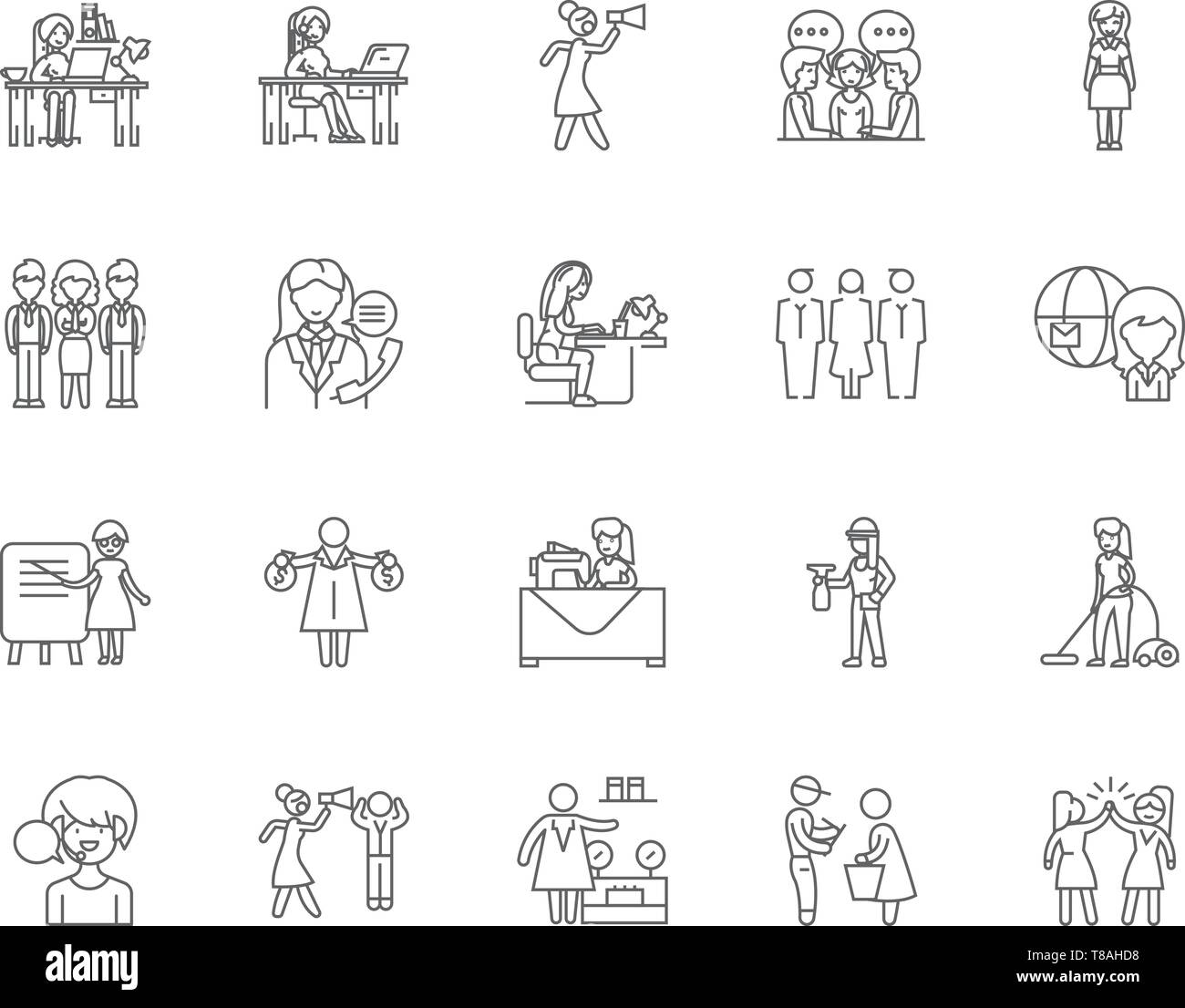 Executive women line icons, signs, vector set, outline illustration ...