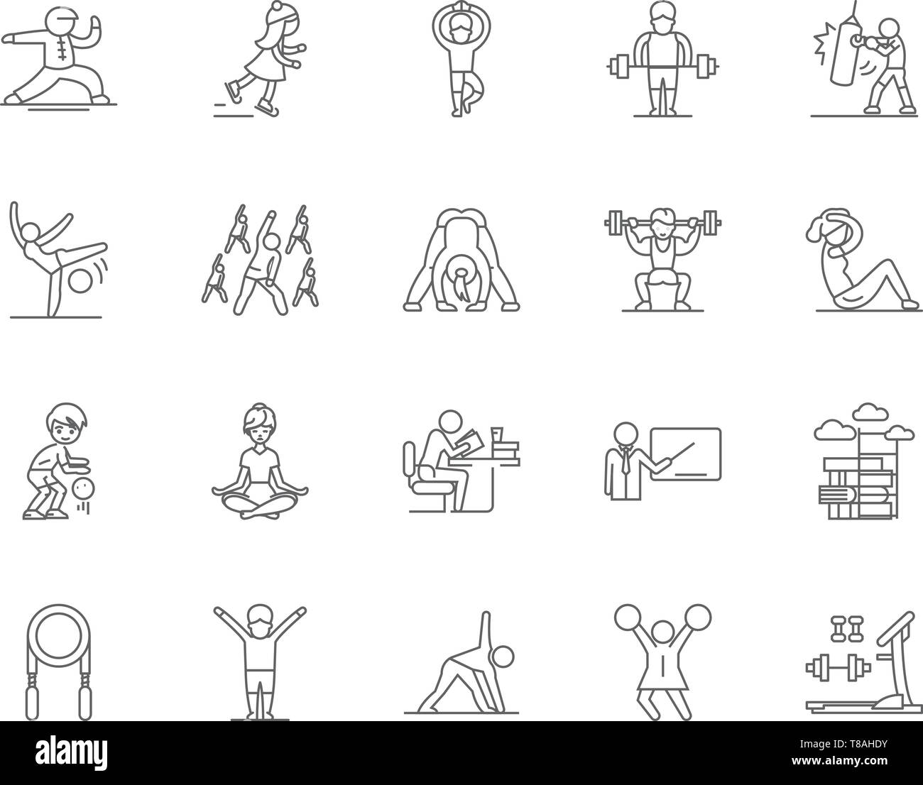 Exercise line icons, signs, vector set, outline illustration concept ...