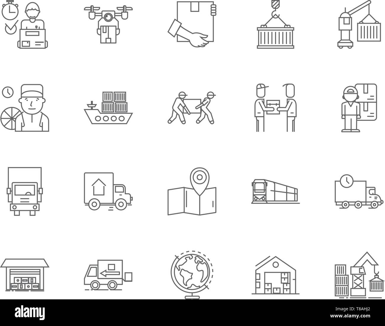 Export line icons, signs, vector set, outline illustration concept ...