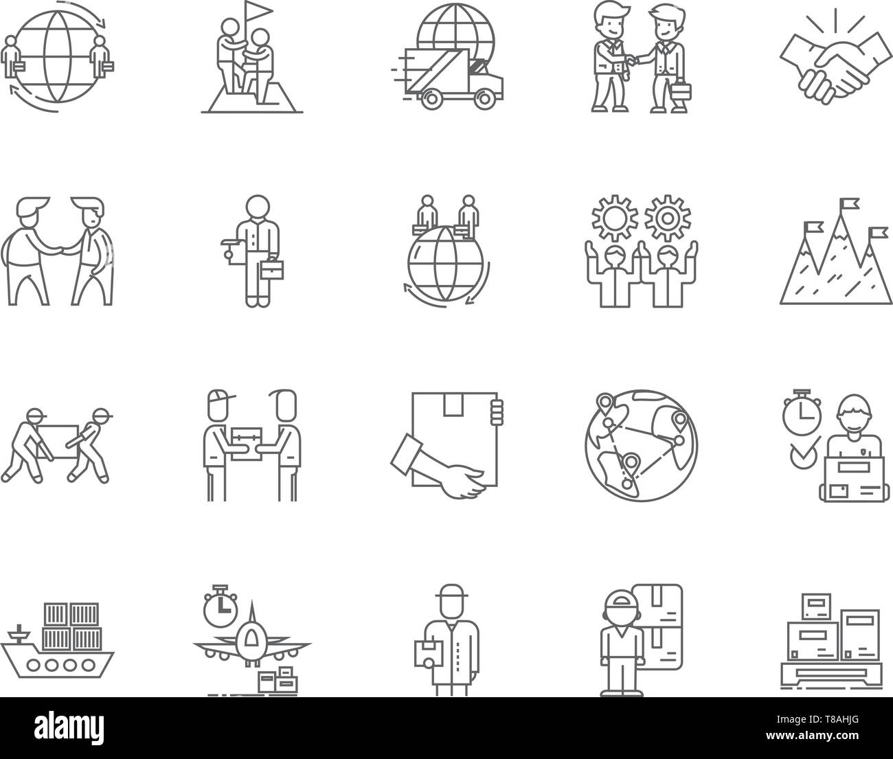 Export business line icons, signs, vector set, outline illustration ...