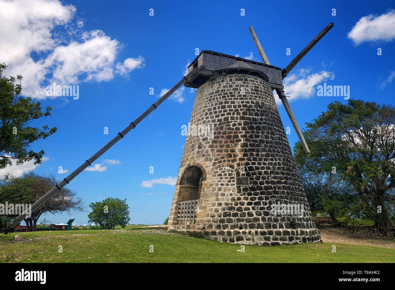 A sugar windmill at Betty's Hope, a former sugar plantation. Antigua ...