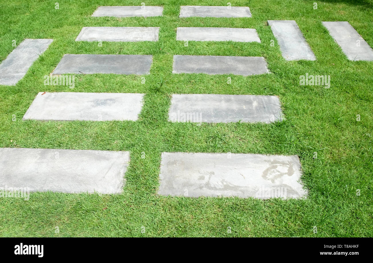 The way path in outdoor green grass park Stock Photo - Alamy