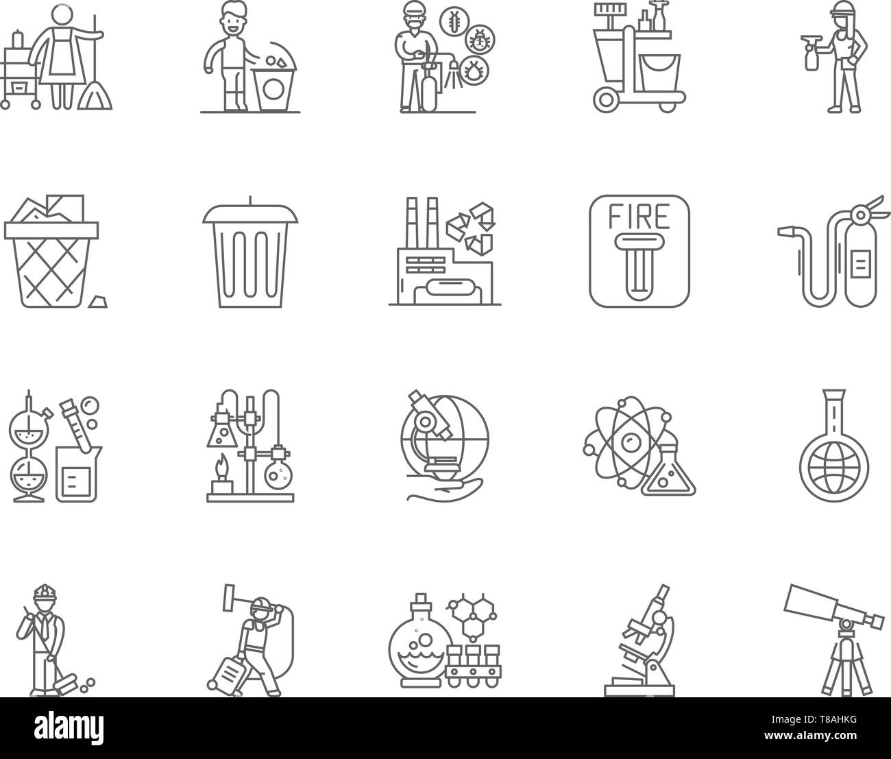 Exterminating & desinfecting services line icons, signs, vector set, outline illustration ...