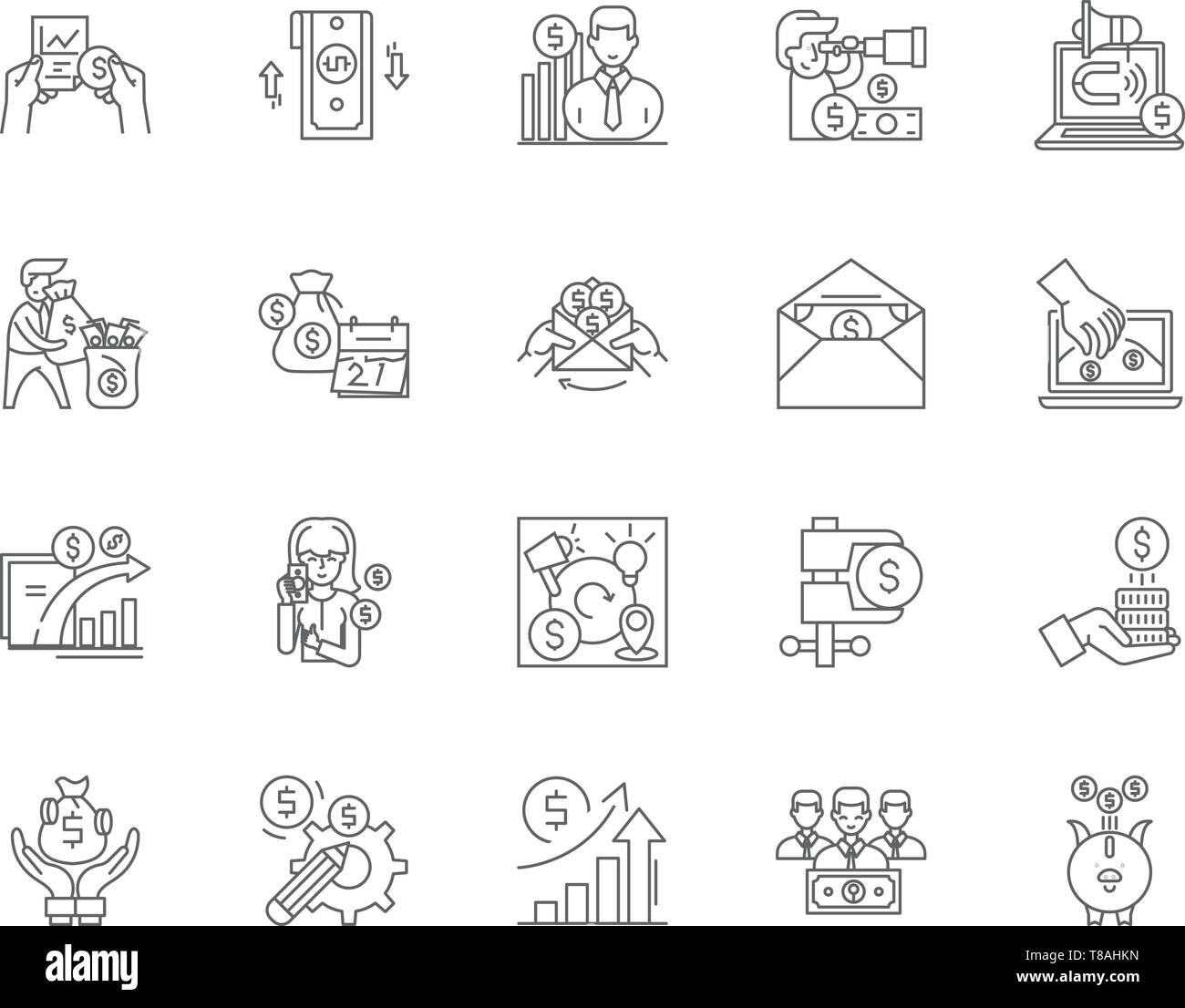 Extra income line icons, signs, vector set, outline illustration ...