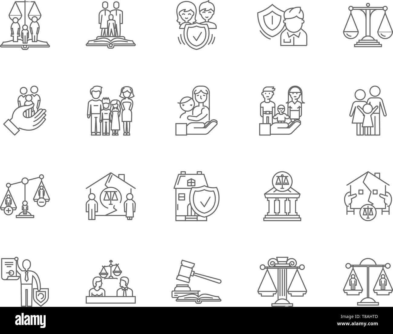 Family lawyer line icons, signs, vector set, outline illustration ...
