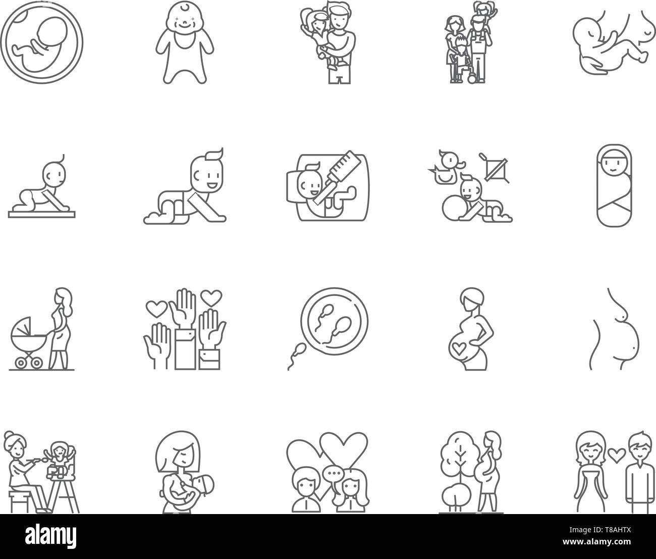 Family planning line icons, signs, vector set, outline illustration ...
