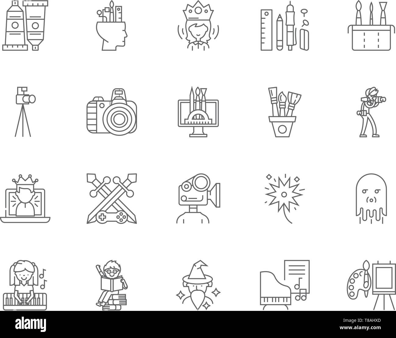 Fantasy line icons, signs, vector set, outline illustration concept ...