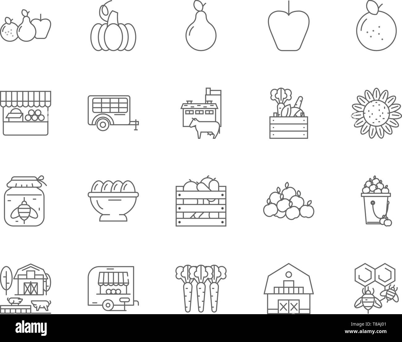 Farm shop line icons, signs, vector set, outline illustration concept ...