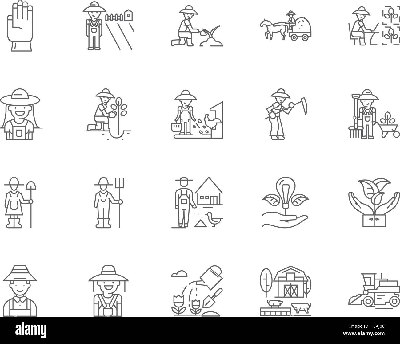 Farmer line icons, signs, vector set, outline illustration concept ... Farmer line icons, signs, vector set, outline illustration concept ...