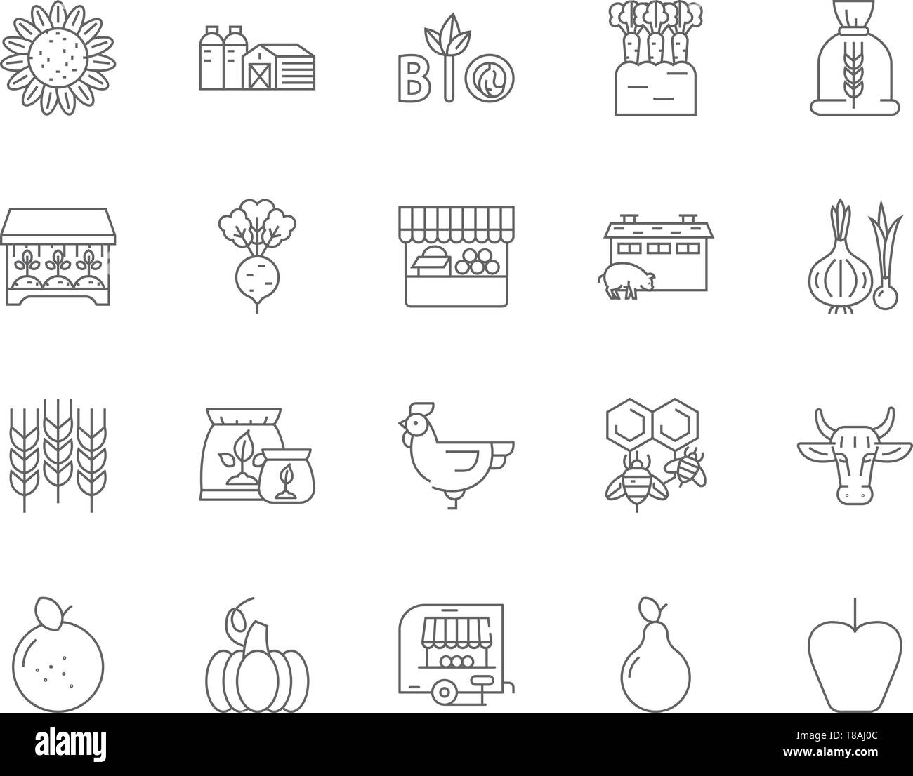 Farming products line icons, signs, vector set, outline illustration ...