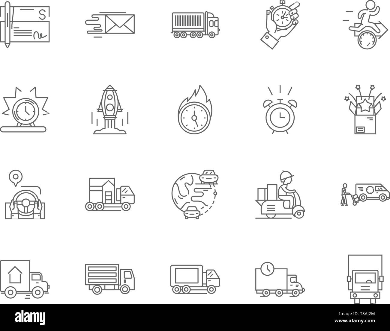 Fast delivery line icons, signs, vector set, outline illustration ...