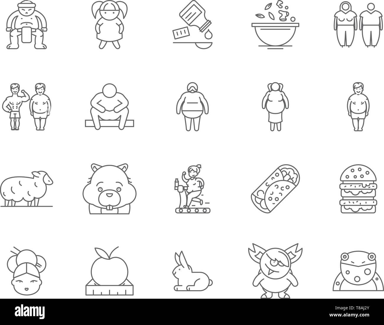 Fat line icons, signs, vector set, outline illustration concept Stock ...