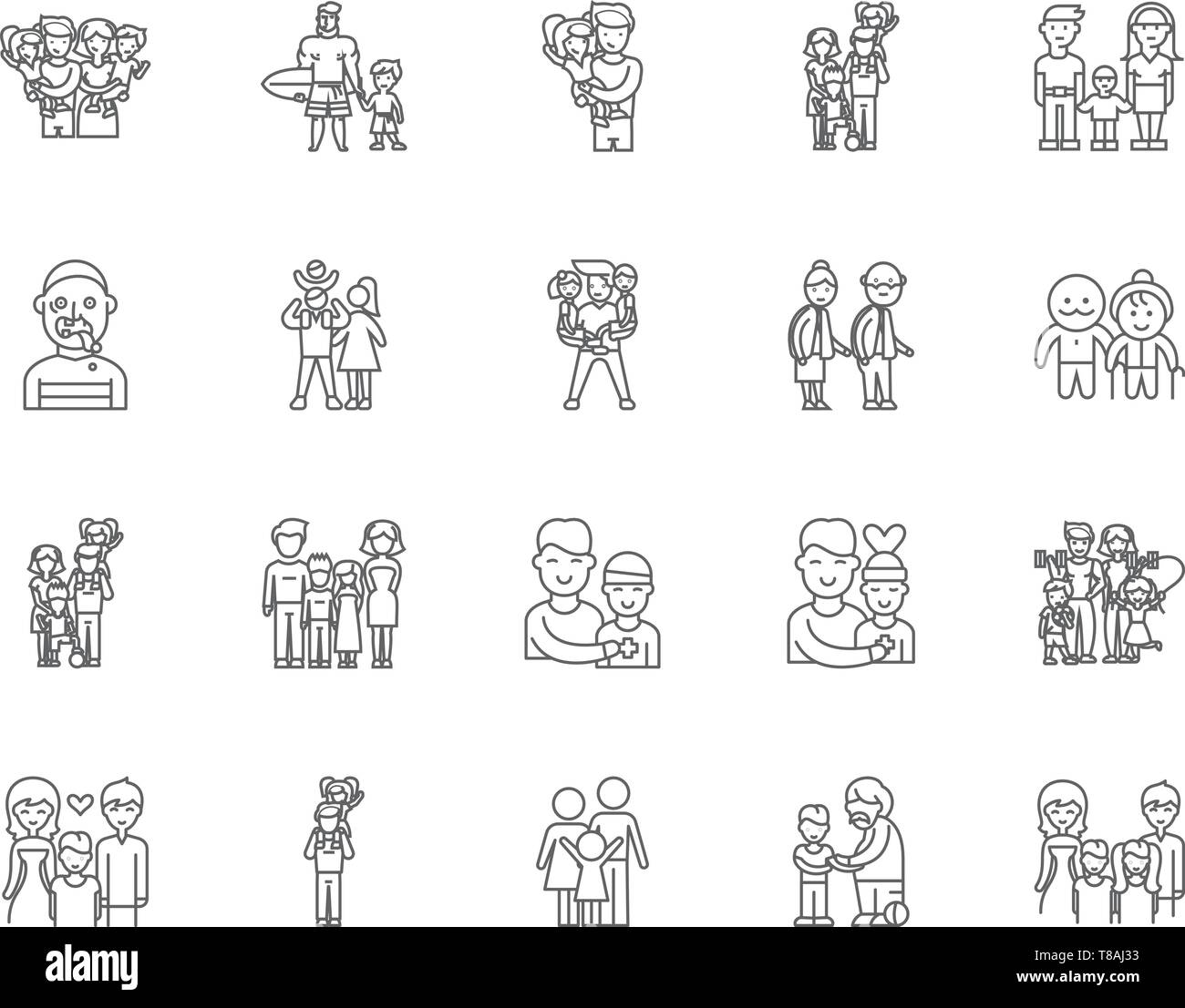 Father line icons, signs, vector set, outline illustration concept ...