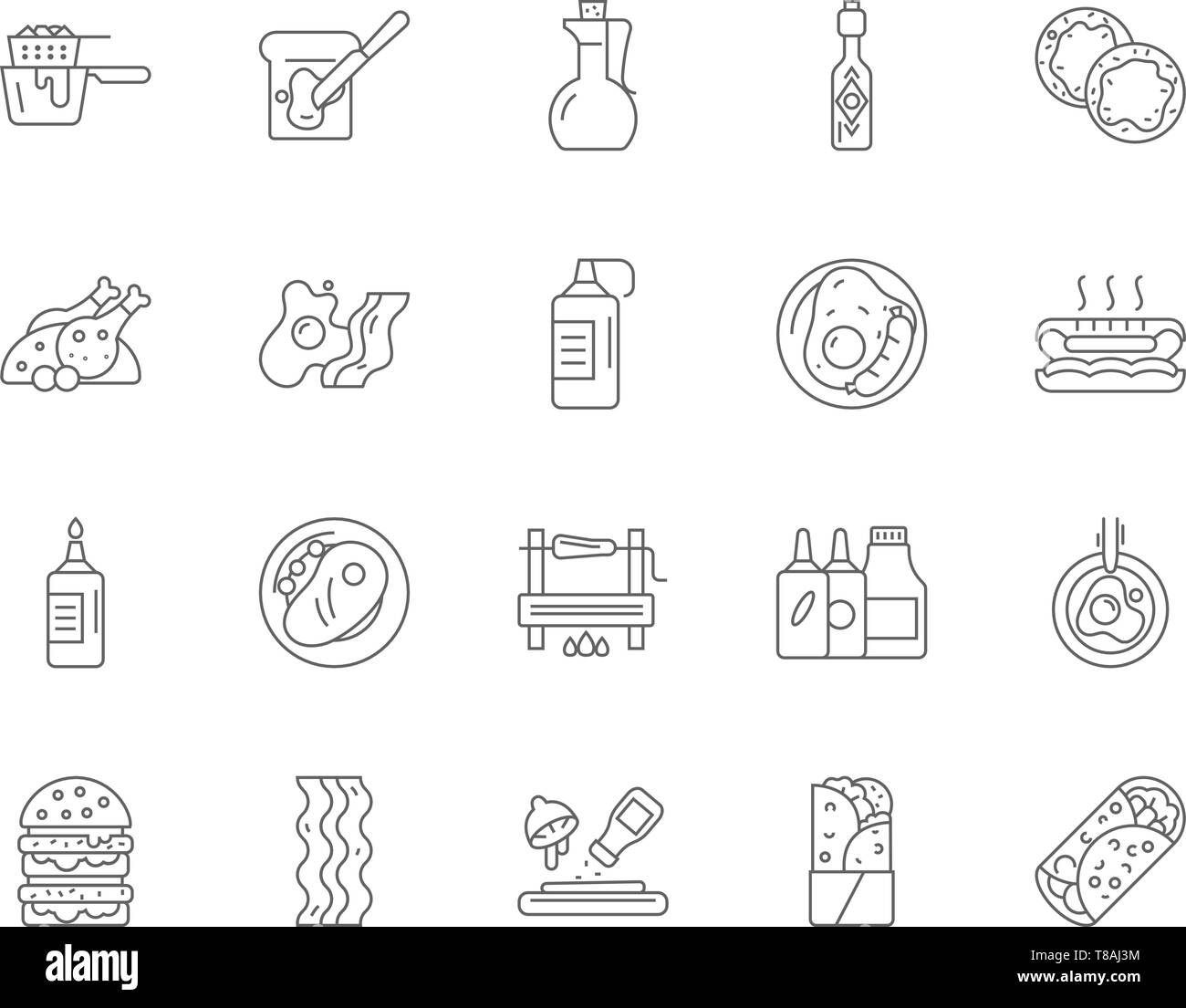 Fats and oils line icons, signs, vector set, outline illustration ...