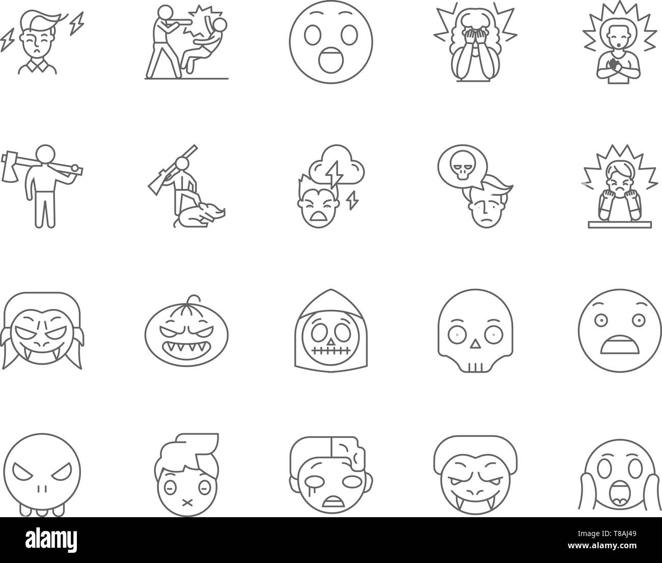 Fear line icons, signs, vector set, outline illustration concept Stock ...