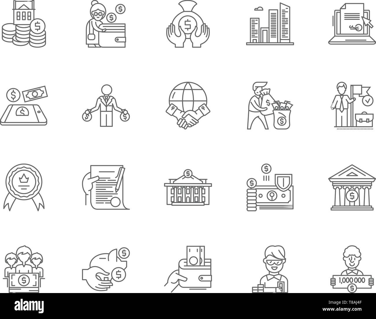 Federal credit agency line icons, signs, vector set, outline ...