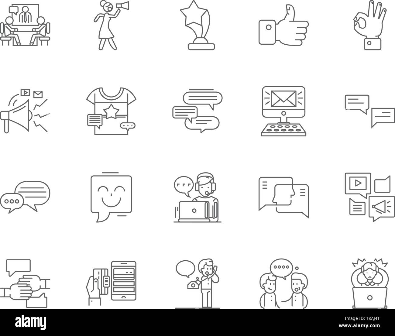 Feedback line icons, signs, vector set, outline illustration concept ...
