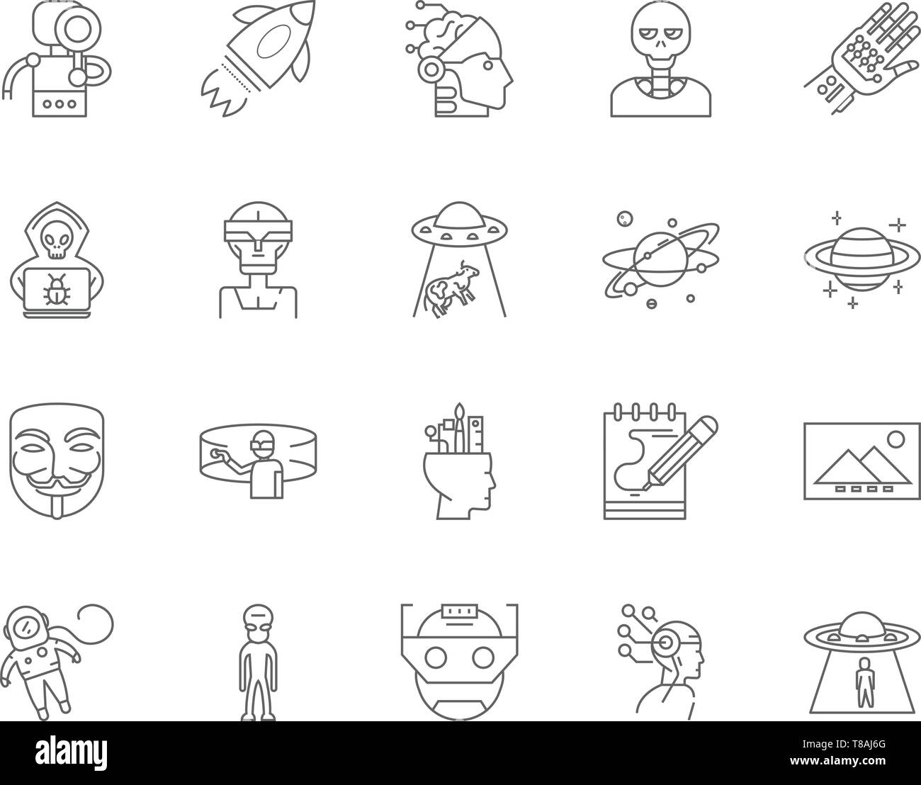 Fictioin and nonfiction line icons, signs, vector set, outline ...
