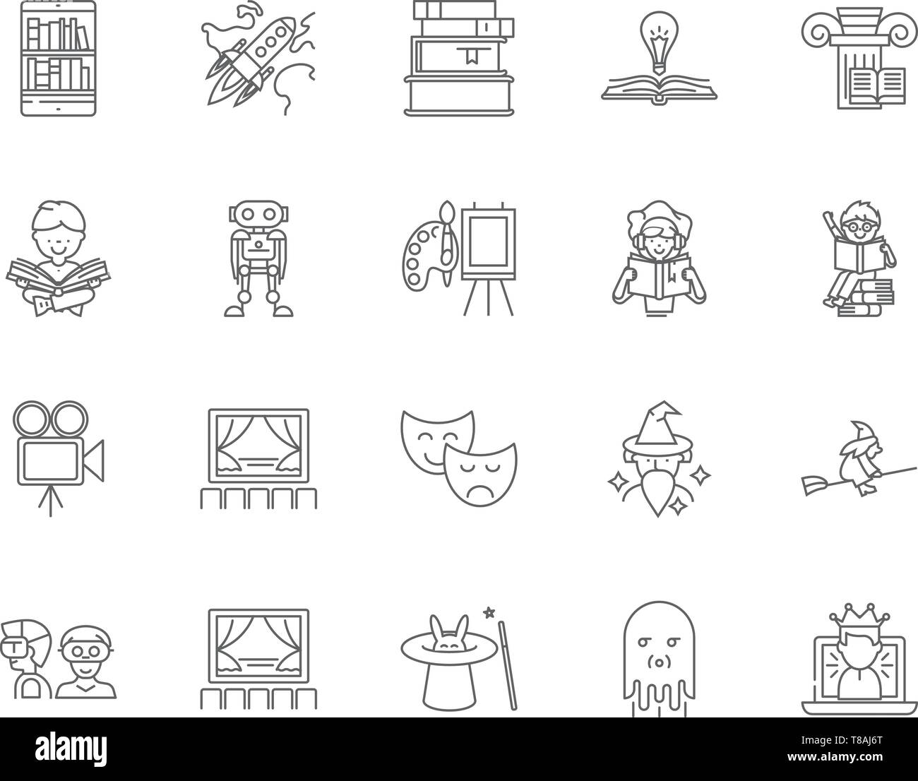 Fiction line icons, signs, vector set, outline illustration concept ...
