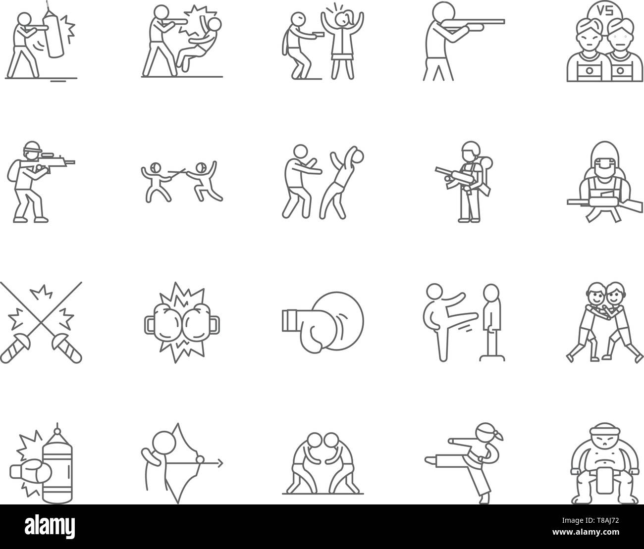 Fight line icons, signs, vector set, outline illustration concept Stock ...