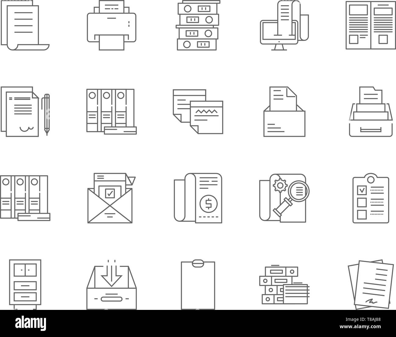 Files and documents line icons, signs, vector set, outline illustration ...